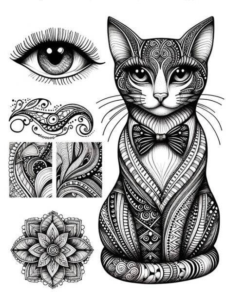 16 Ultimate Zen Doodle Cat Characters & Tips to Zen Doodle Your Way to ...