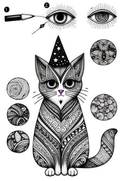 16 Ultimate Zen Doodle Cat Characters & Tips to Zen Doodle Your Way to ...