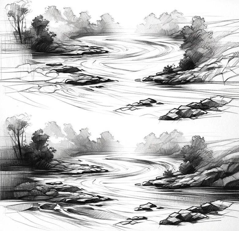 Serenity Scenery Drawing : 45 Calming Outdoor Scenes to Sketch - Full ...