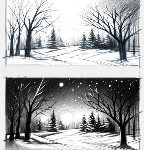 Serenity Scenery Drawing : 45 Calming Outdoor Scenes to Sketch - Full ...