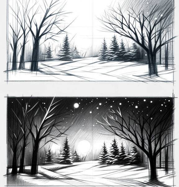 Serenity Scenery Drawing : 45 Calming Outdoor Scenes to Sketch - Full ...