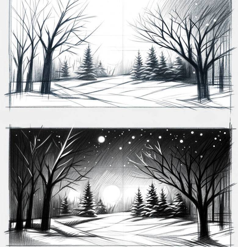 Serenity Scenery Drawing : 45 Calming Outdoor Scenes to Sketch - Full ...
