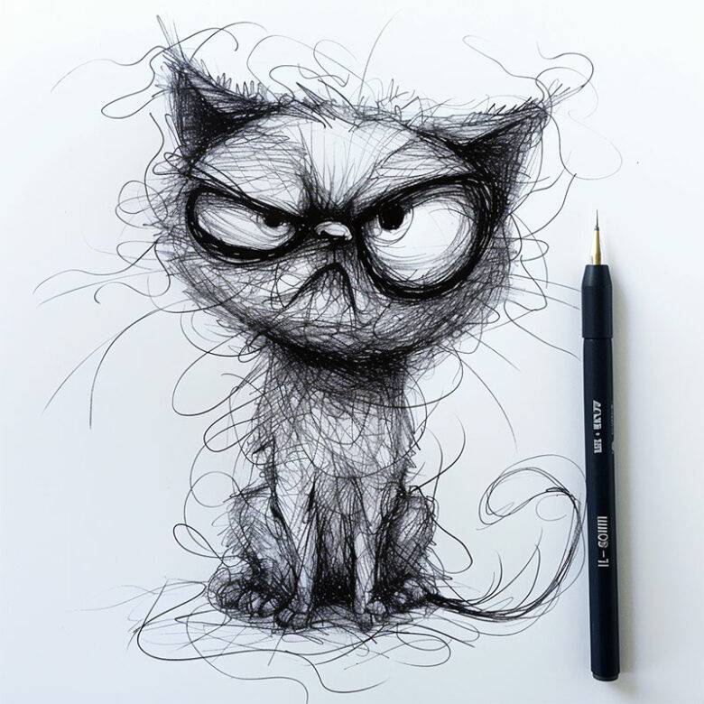 11 Hilarious Cat Drawings That Scream Drama and Whisper Humor - Full ...
